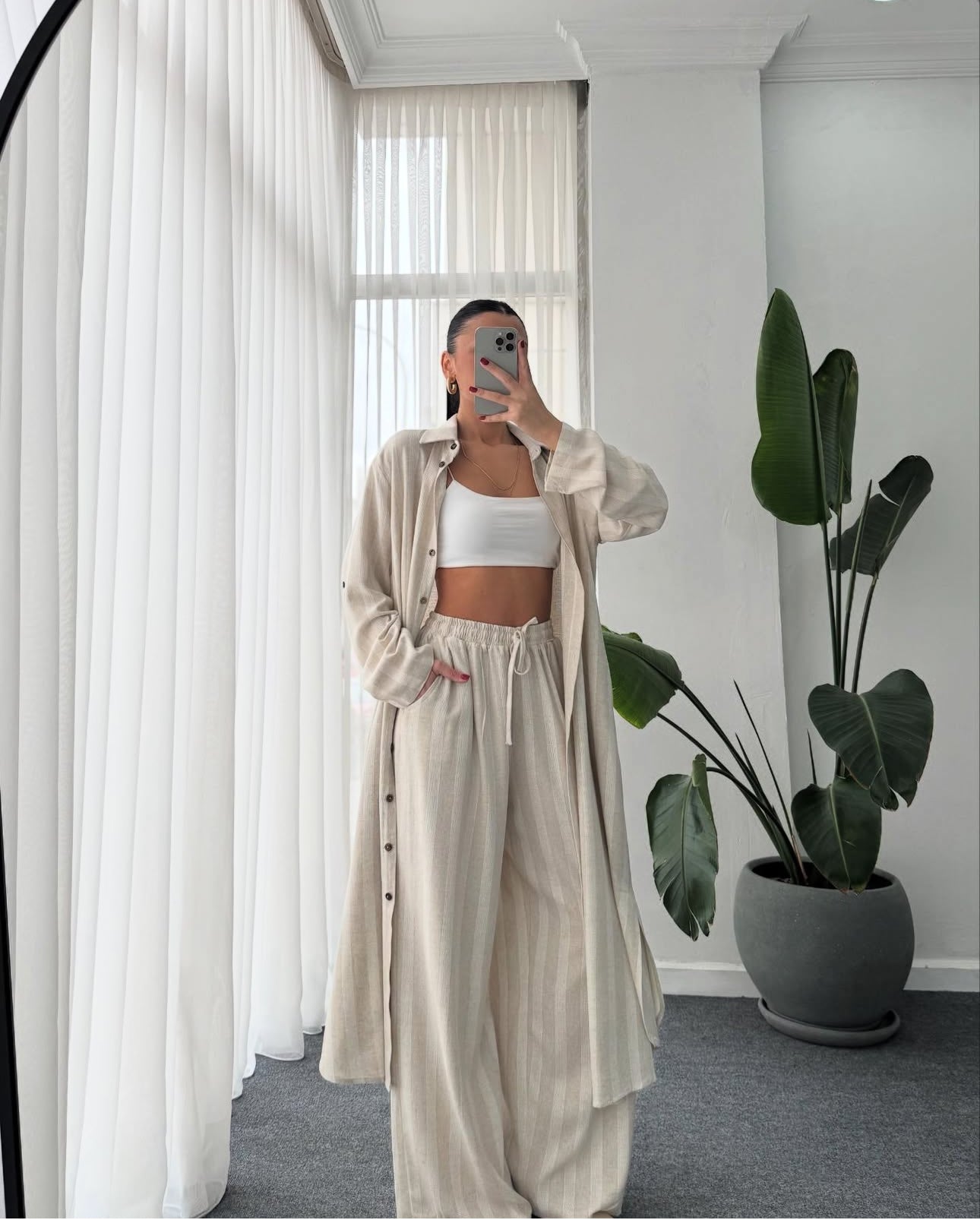 Ensemble Long Fluide Oversize en Lin Beige - style Oversize – Legacy-Outfitters